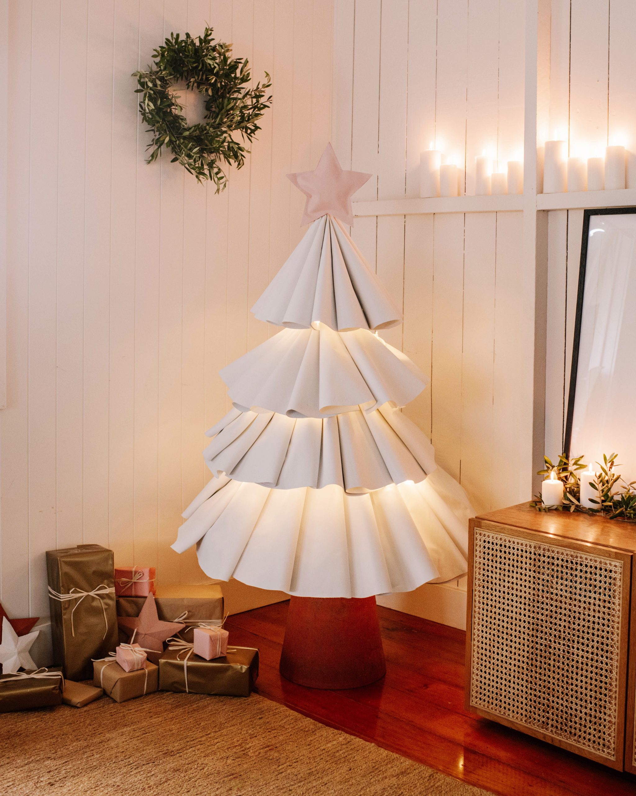 How To Make A Fluted Christmas Tree (Using Roller Blinds!) | Collective Gen
